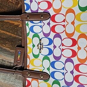 Coach | Bags | Coach Reversible City Tote In Rainbow Signature Canvas | Poshmark